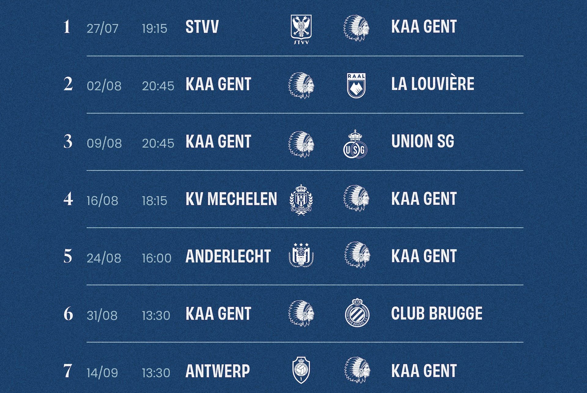 Kalender Jupiler Pro League 2025/2026 - Voetbalbelgie.be